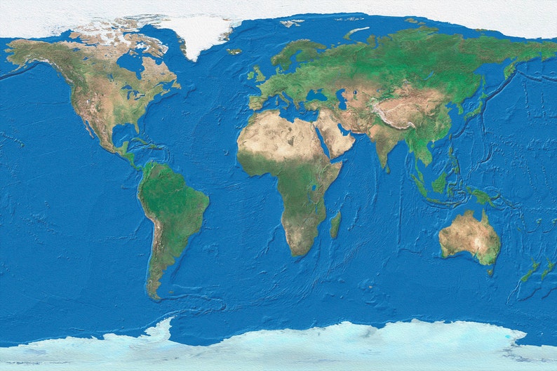 3 Panel Split World Map Canvas Print. Digitally Bubble Texture - Etsy