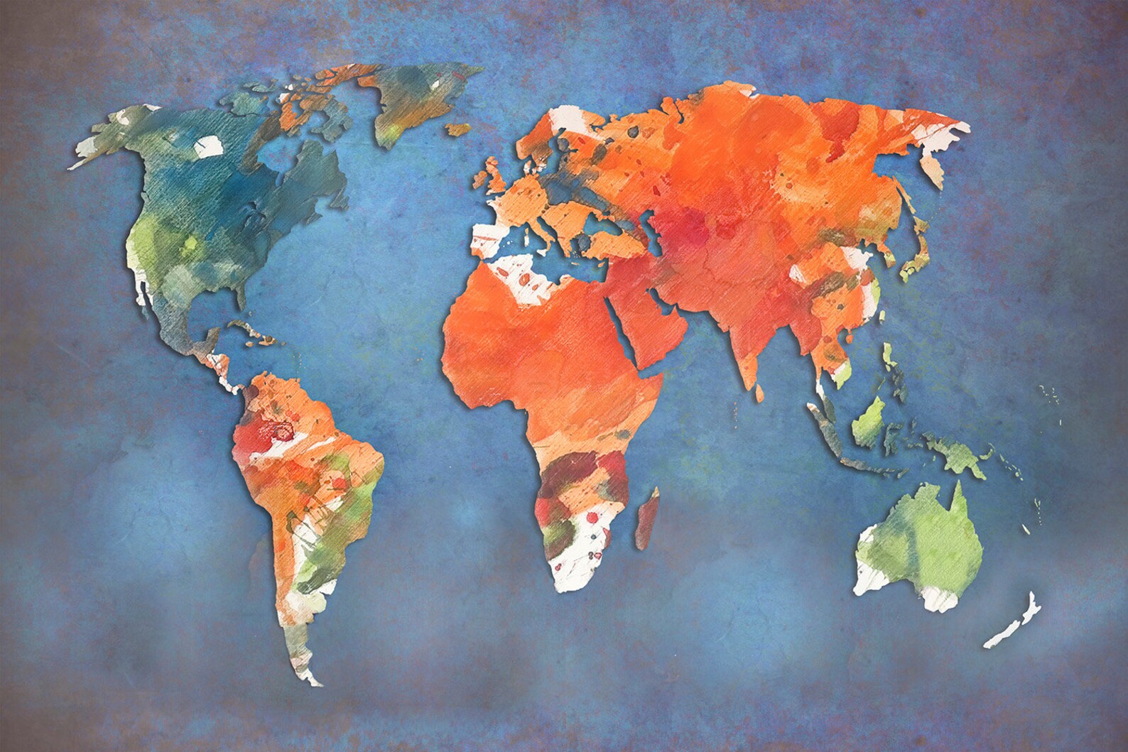 3 Panel Split Abstract World Map Canvas Print1.5 Deep - Etsy