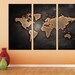3 Panel Split Abstract World Map Canvas Print,1.5 Deep Frames,triptych ...