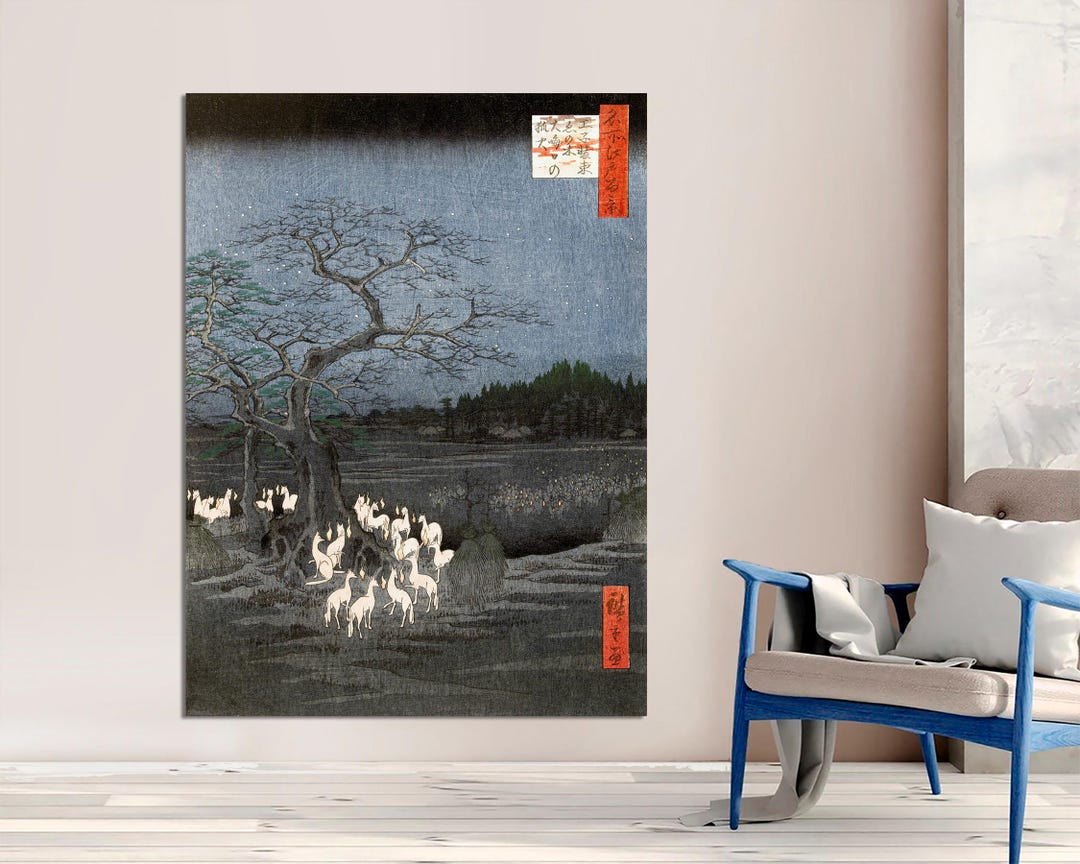 Japanese Art Print, New Year's Eve Foxfires at the Changing Tree, Oji ...