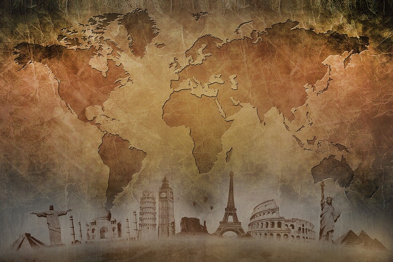Abstract World Map Canvas Print, Triptych Wall Art - Etsy