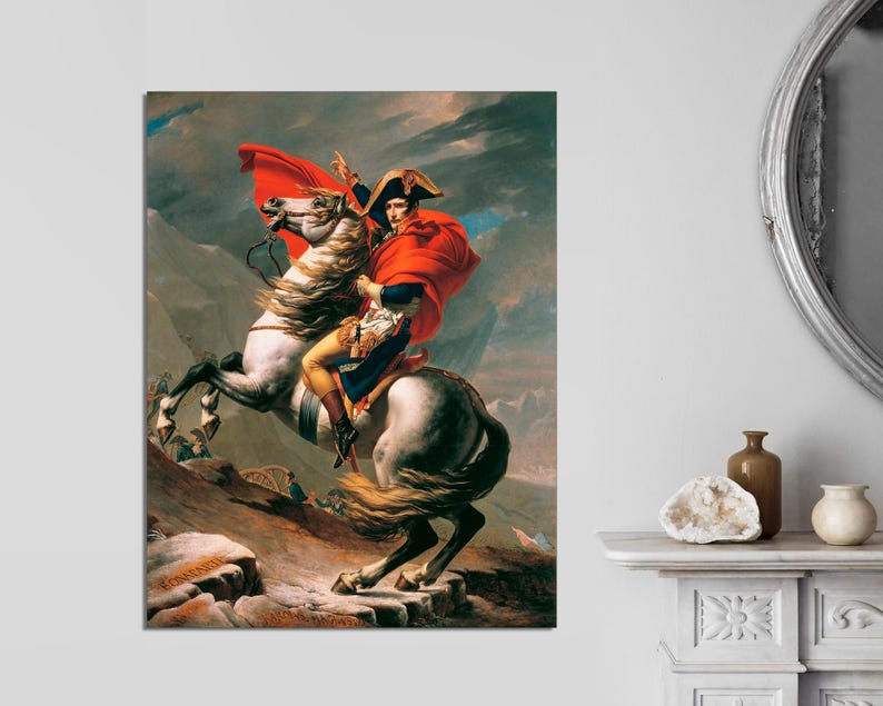 Napoleon Crossing the Alps Canvas Print, Jacques Louis David, French ...