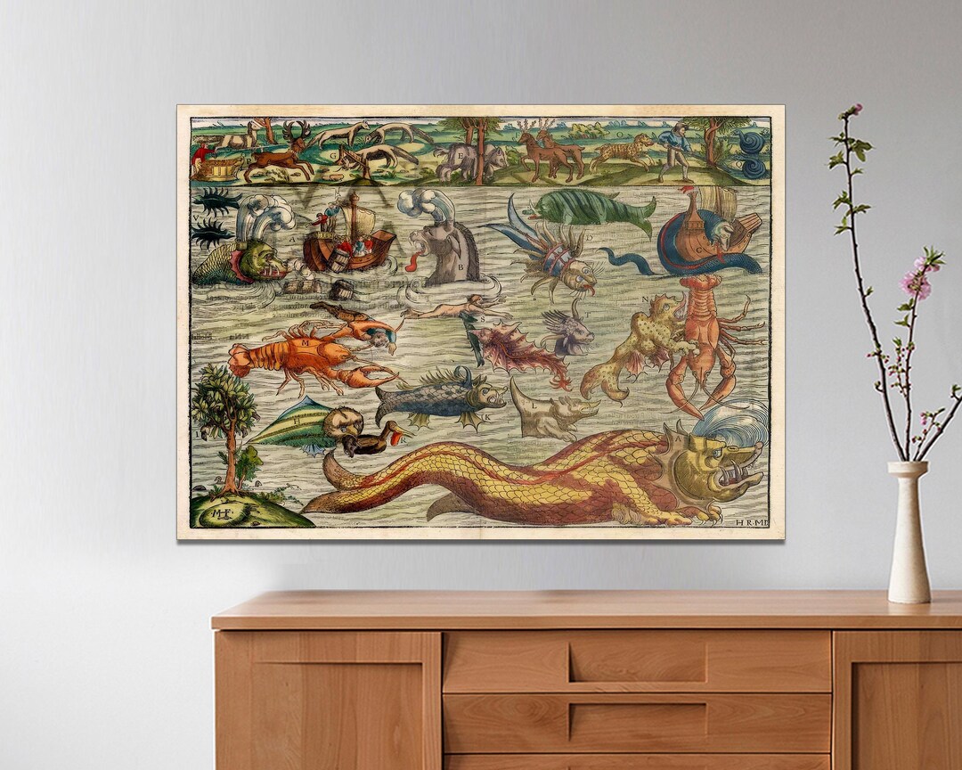 Munsters Monster Menagerie, Sebastian Munster Canvas, German Chart of ...