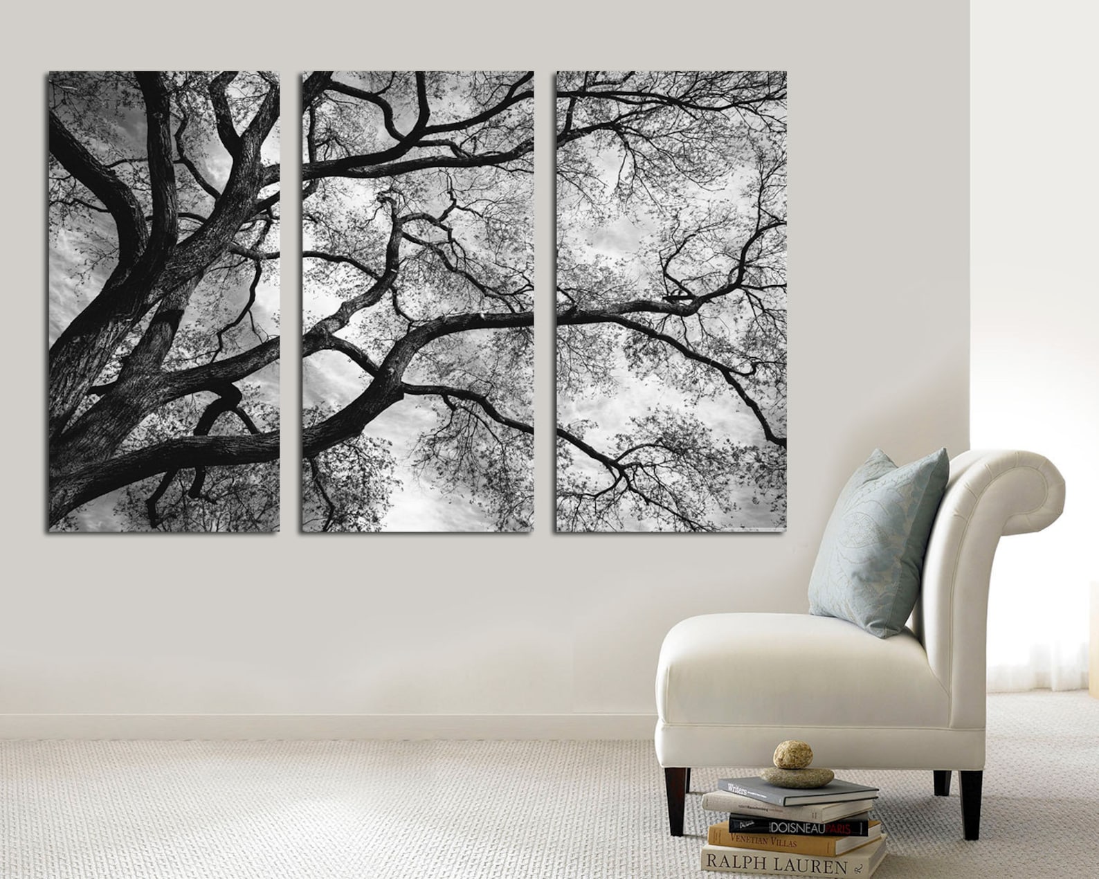 Trees in Black and White Canvas Print Wall Art 3 Panel - Etsy