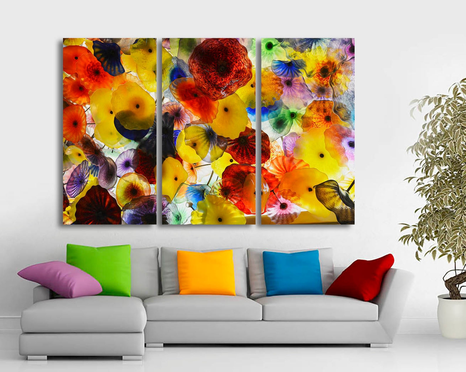 3 Panel Split triptych Large Canvas Print Colorful - Etsy