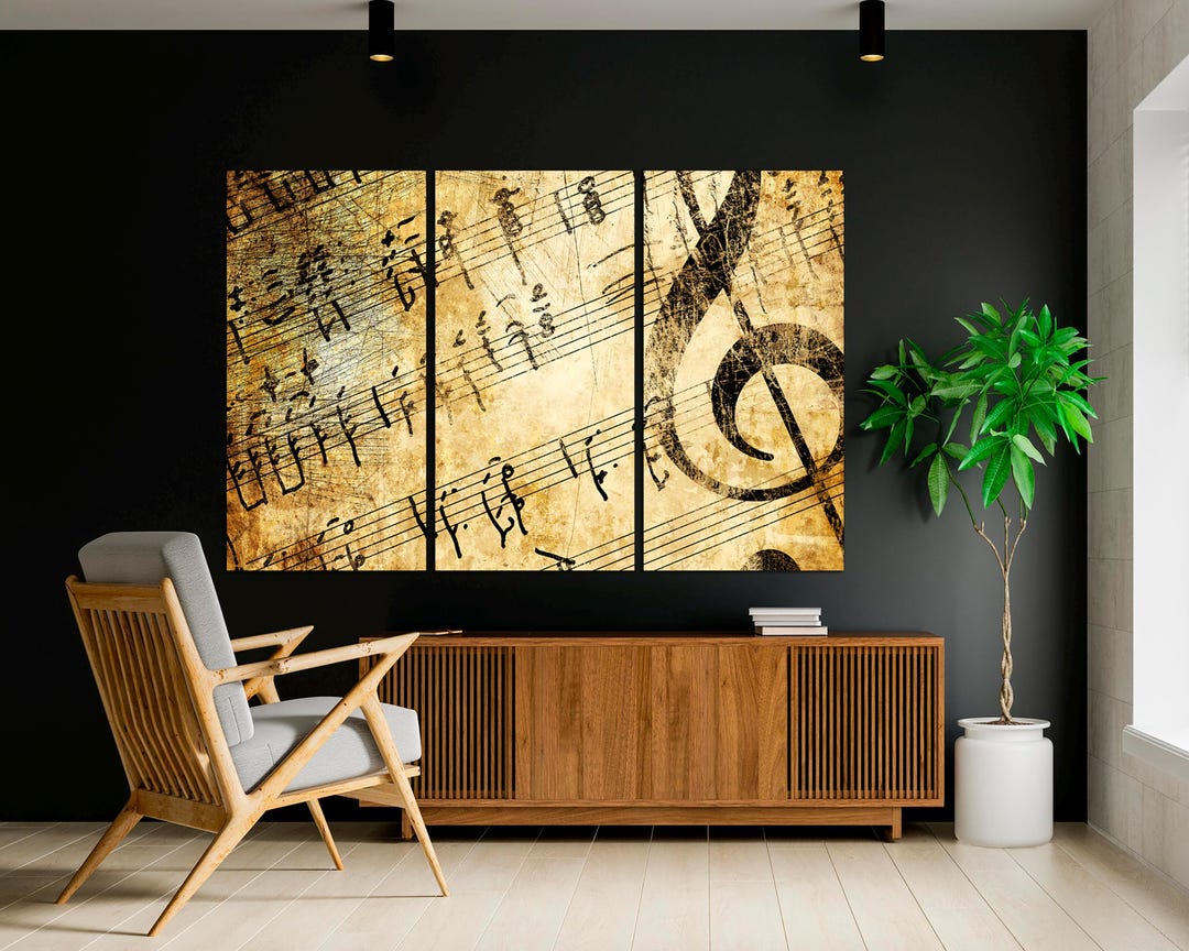 Music Notes Canvas Art, 3-panel Split, Ready to Hang - Etsy