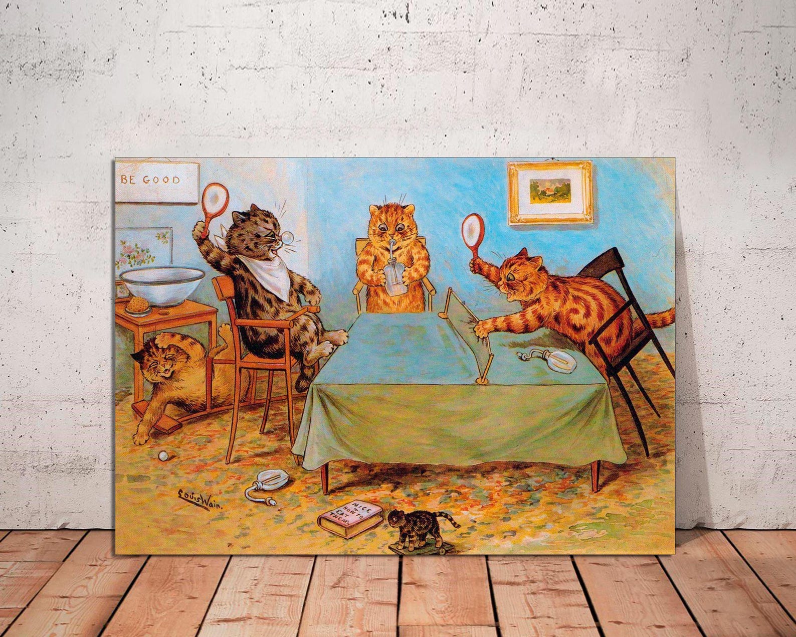 Louis Wain Cats Playing Ping Pong Canvas Print, Funny Cat Art - Etsy