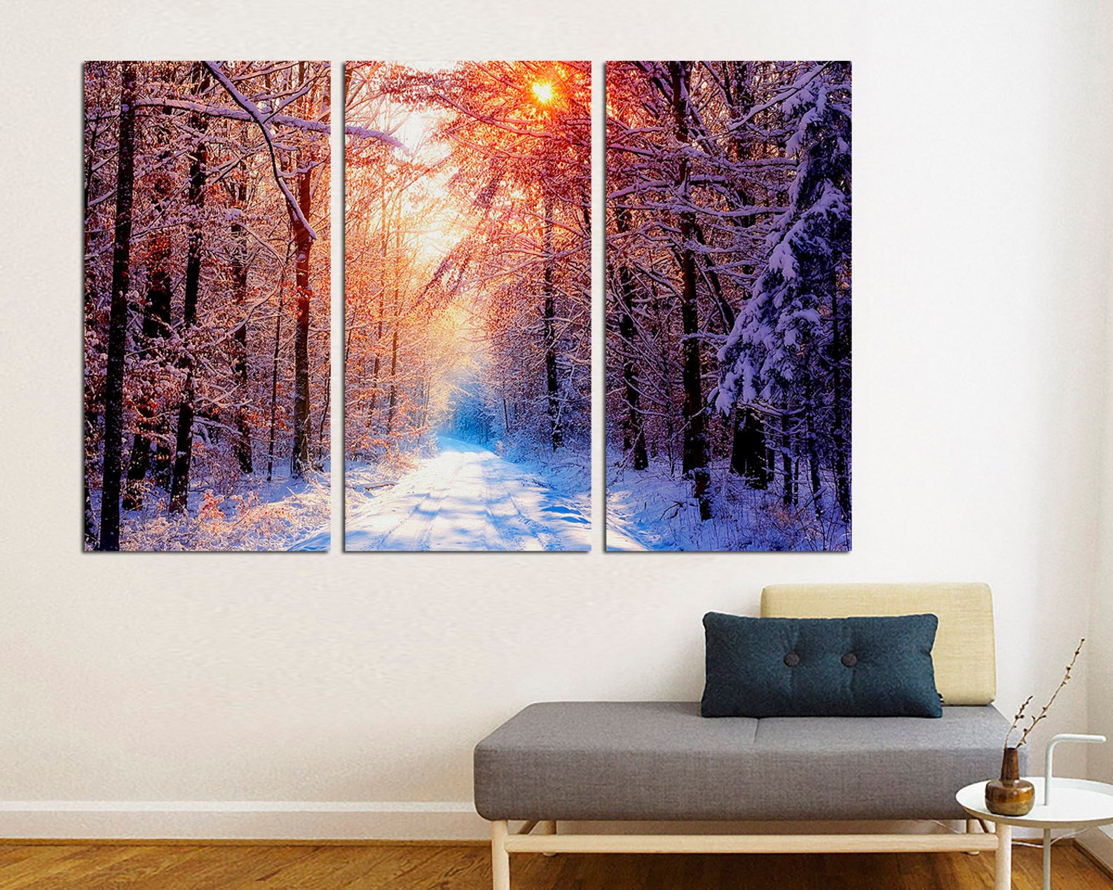 3 Panel Split triptych Canvas Print.gorgeous Winter Snow - Etsy