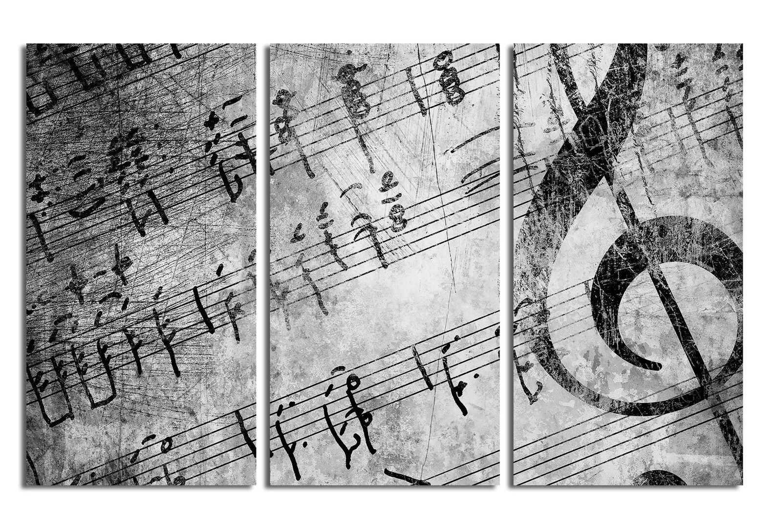 Split Music Notes Canvas Print, Triptych Wall Art, Modern Office Decor ...