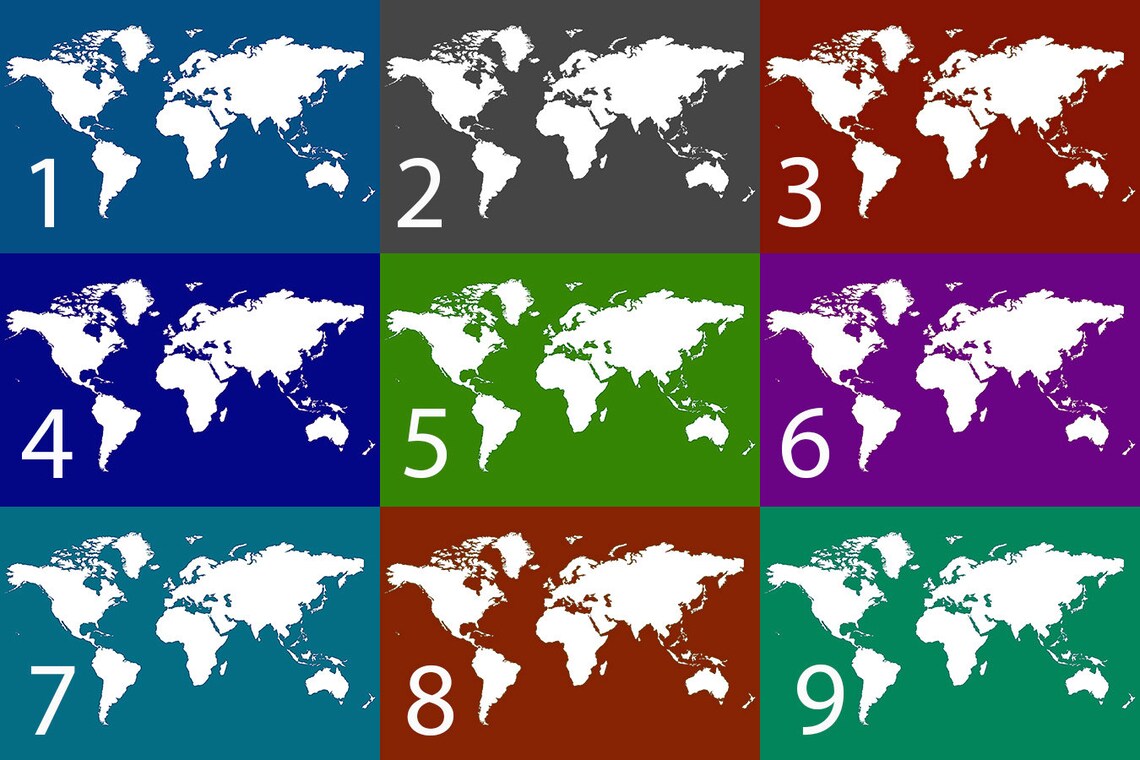 3 Panel Split Abstract World Map Canvas Print1.5 Deep | Etsy