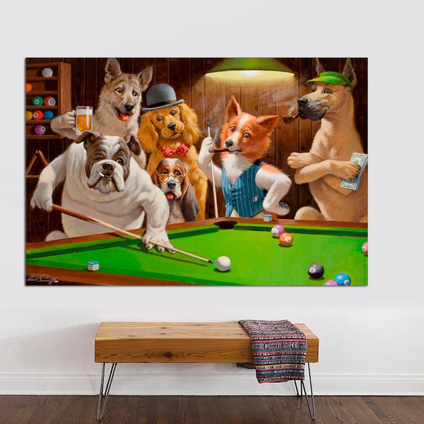 Dogs Playing Pool - Etsy