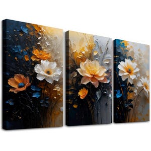 Abstract Floral Canvas Print Set, Colorful Flower Wall Art, 3-panel - Etsy