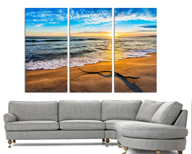 Beach During Sunset 3 Panel Split Wall Art Canvas Wall Art. - Etsy
