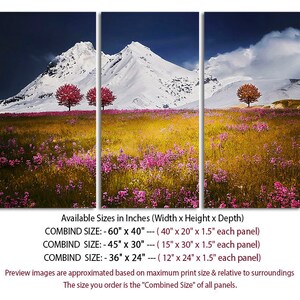 3 Panel Canvas Split , Autumn Fields, Alps, Mountains, Photo Print on ...