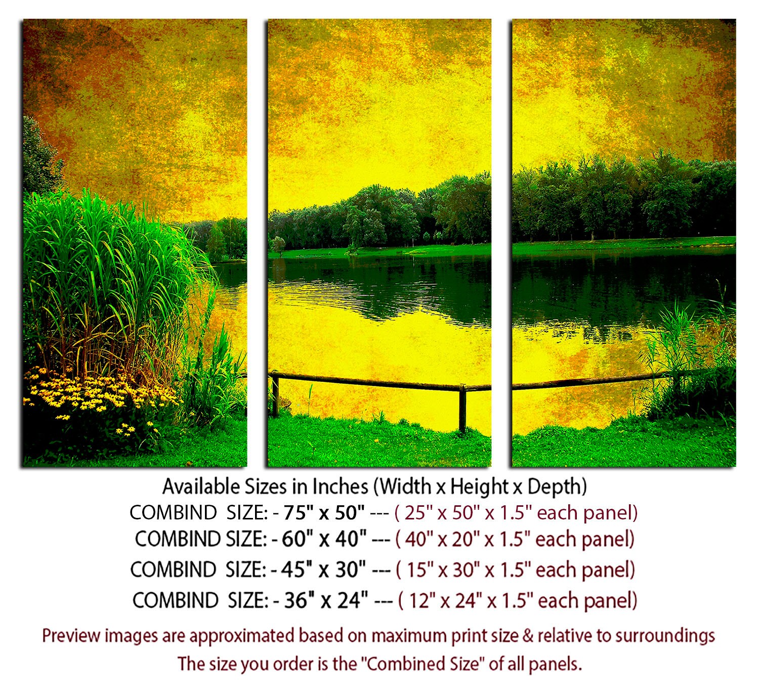 Green Forest River Triptych Canvas Print, Modern Wall Art - Etsy