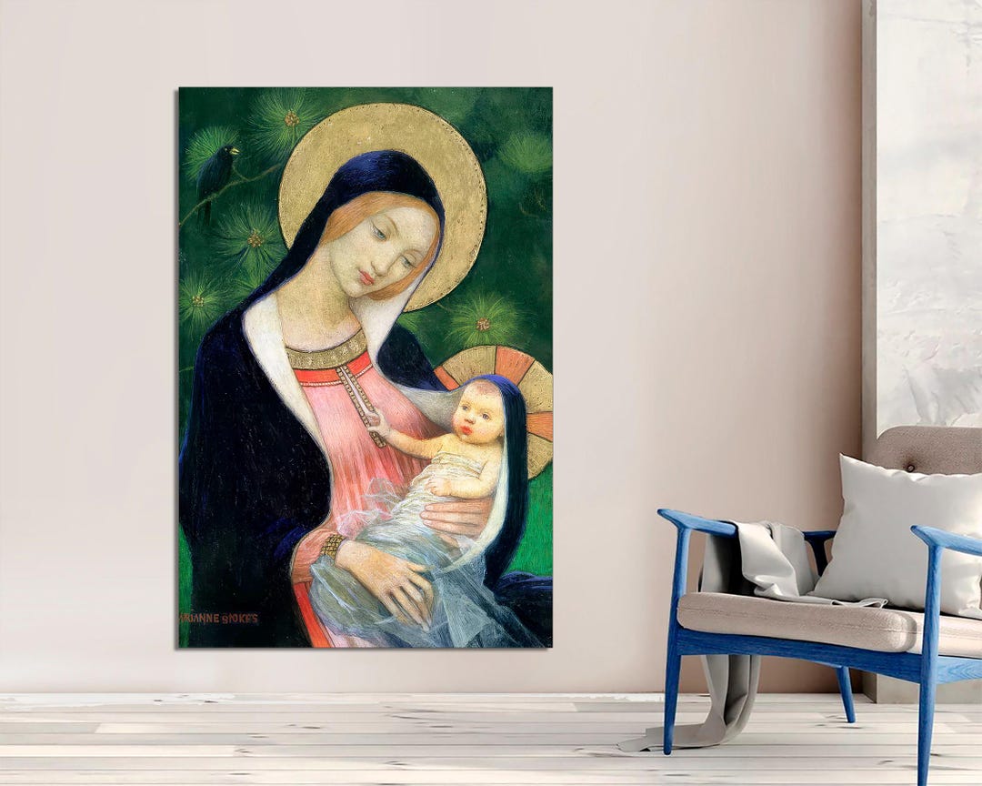 Religious Art, Marianne Stokes, Madonna of the Fir Tree Art, Religious ...