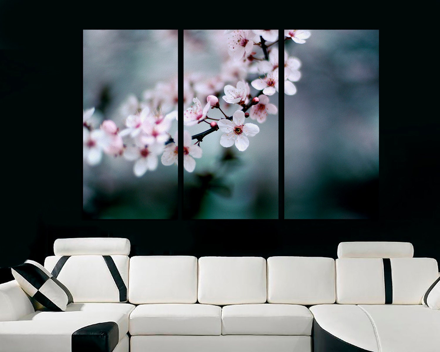 3 Panel Canvas Split Cherry Blossom Tree Photo Print on | Etsy