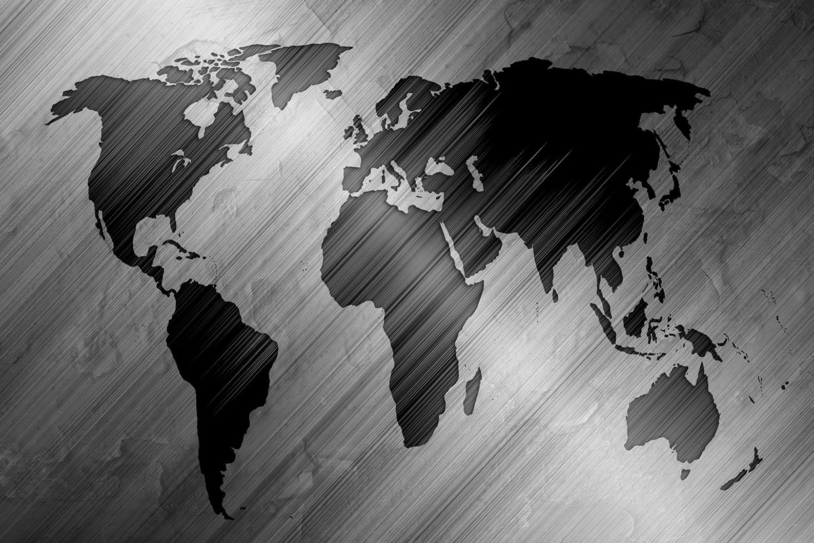 3 Panel Split Abstract Black and White World Map Canvas Print | Etsy