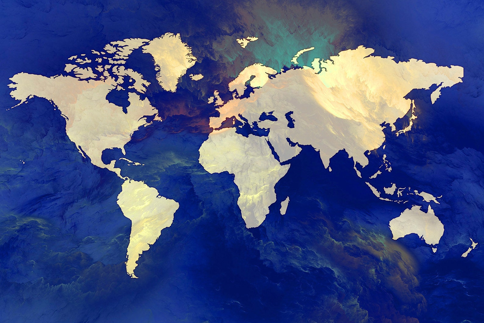 3 Panel Split Abstract World Map Canvas Print1.5 Deep | Etsy