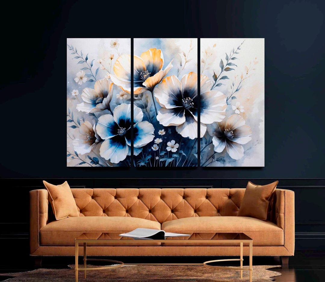 Vintage Floral Canvas, 3-panel Split Wall Art, Botanical Still Life - Etsy