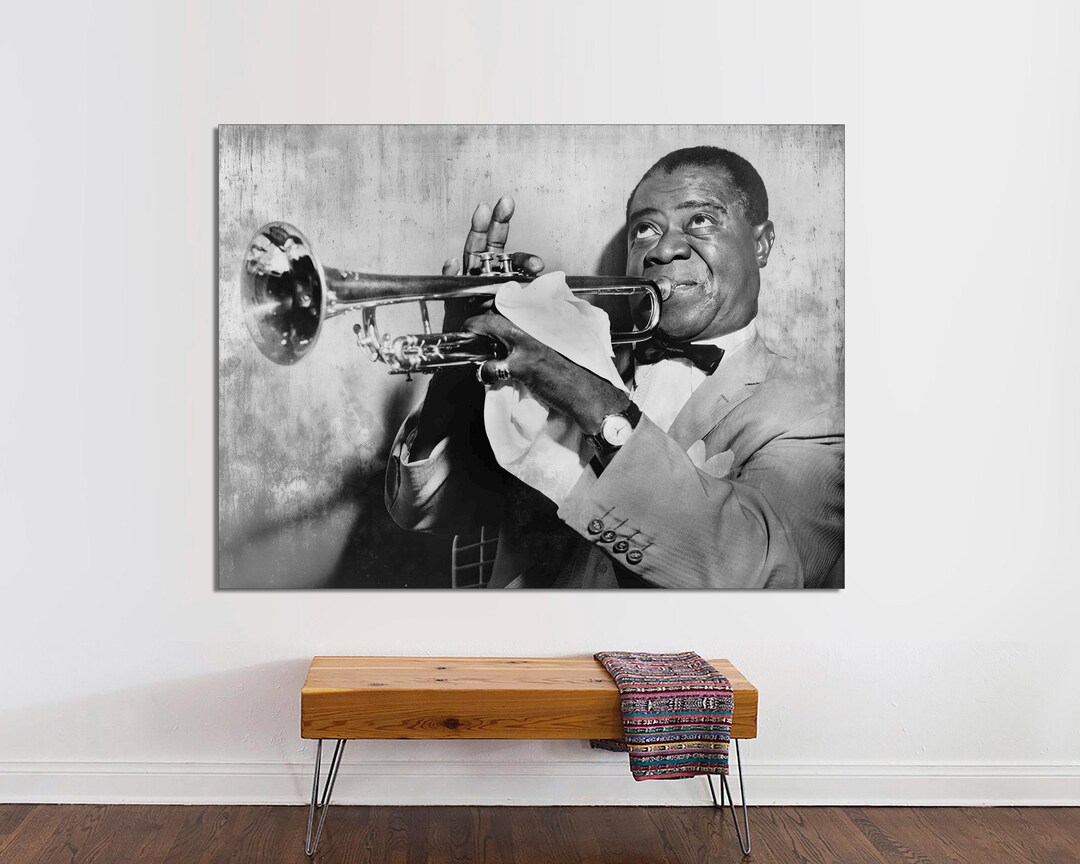 Louis Armstrong Canvas Print, Black and White Jazz Wall Art, Ready to ...