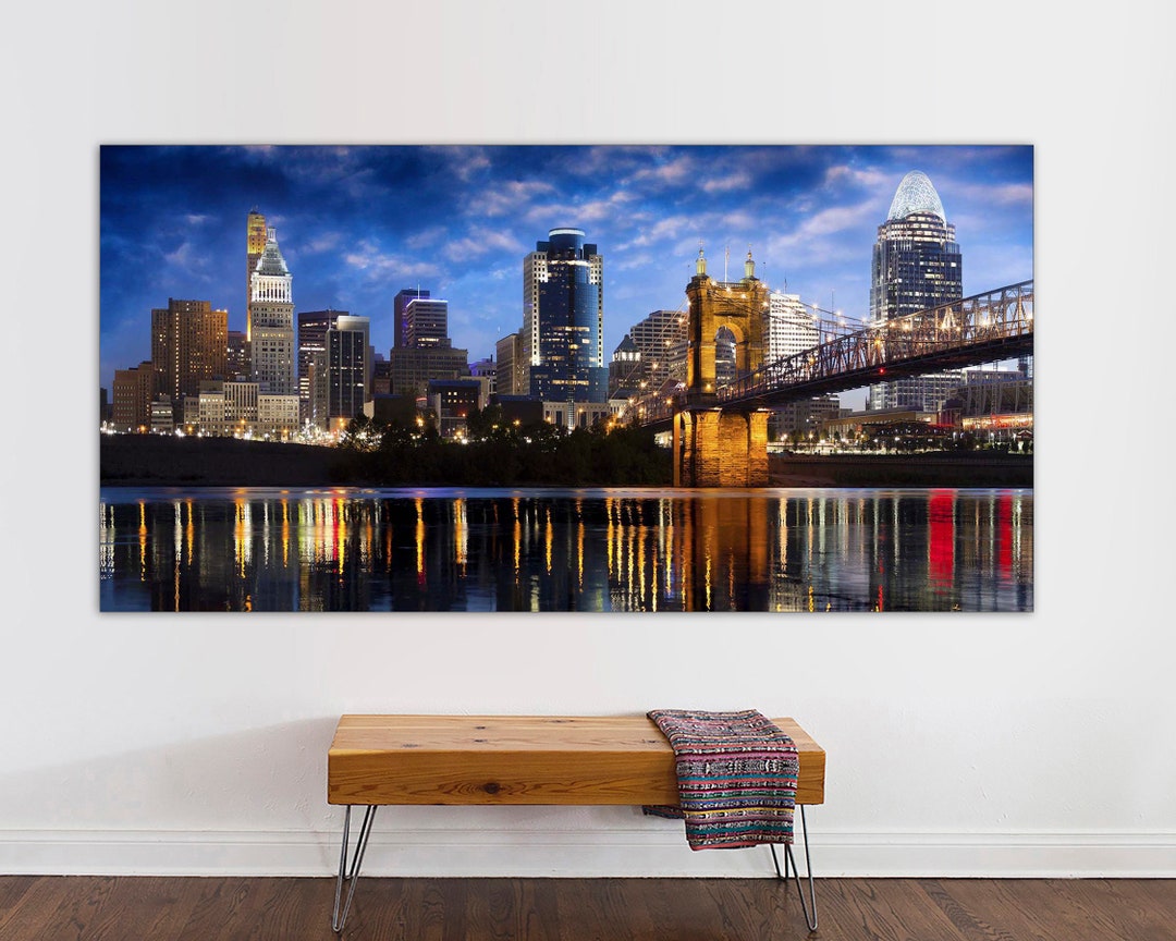 Cincinnati Cityscape Canvas Print, Ohio Panoramic Skyline Art - Etsy