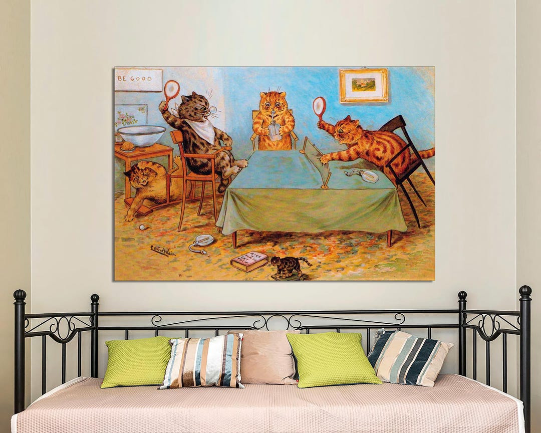 Louis Wain Cats Playing Ping Pong Canvas Print, Funny Cat Art - Etsy