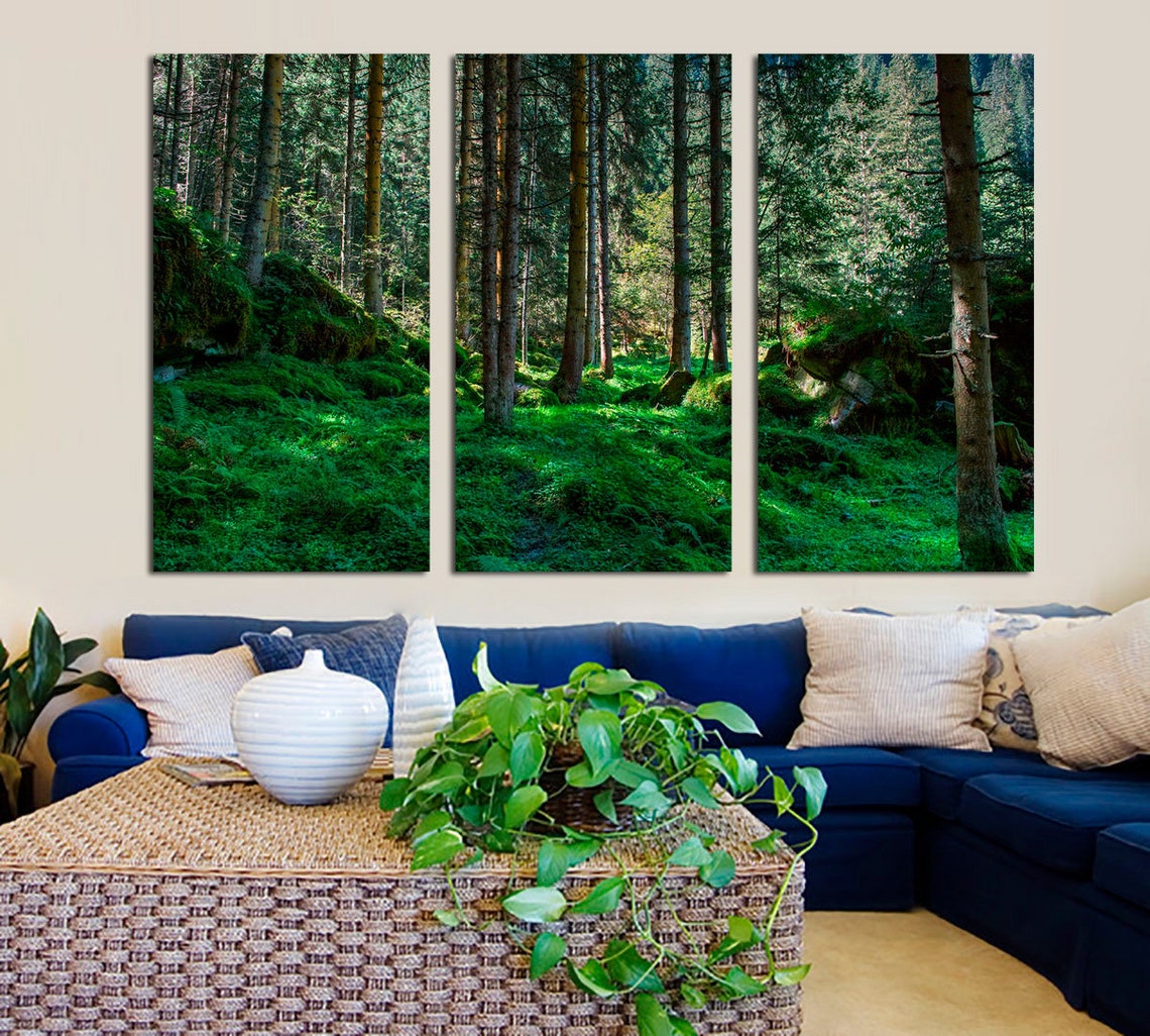 3 Panel Split Triptych Canvas Print of Trees in Forest. | Etsy