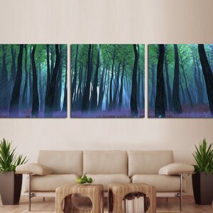 Forest Mist Canvas Print, Triptych Panoramic Wall Art, 1.5" Frames - Etsy