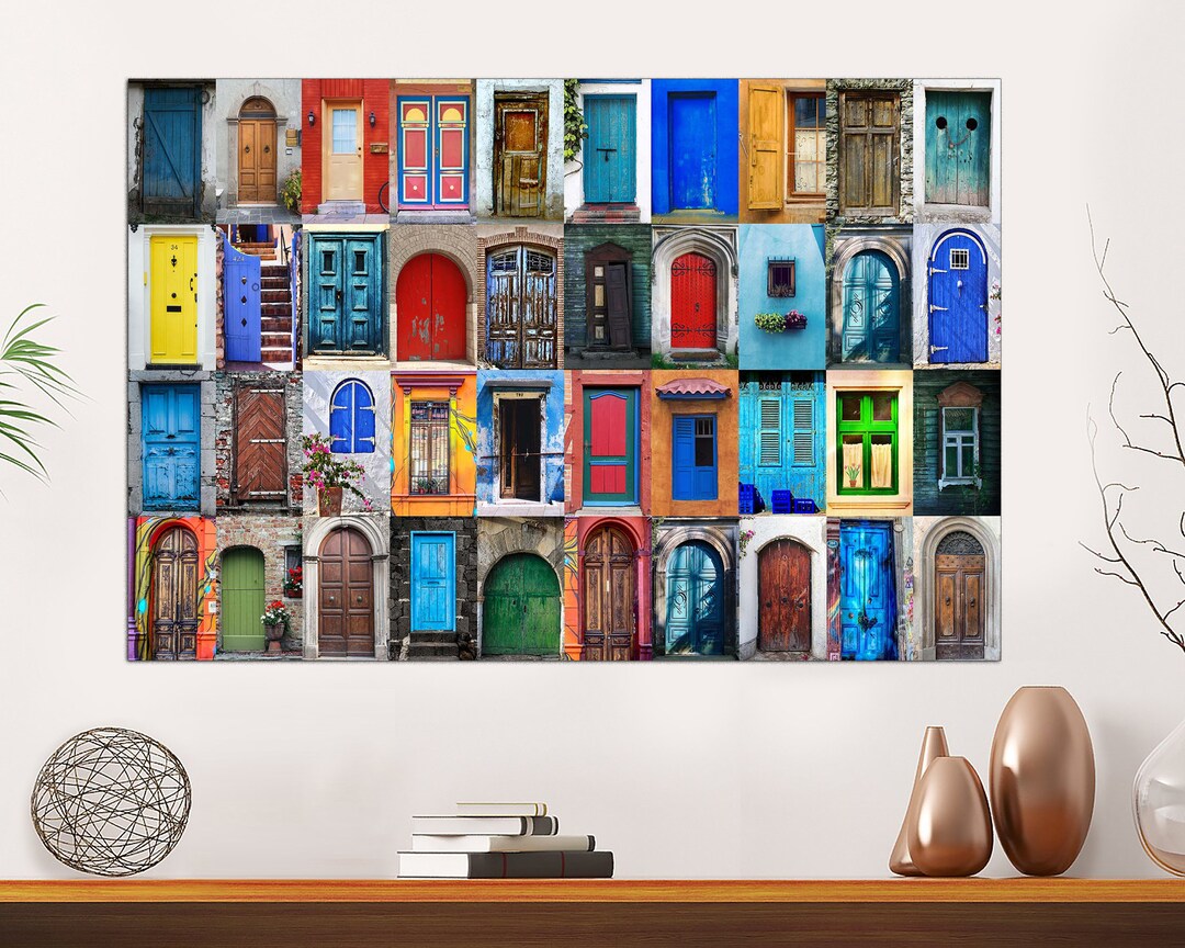 Gallery Wrapped Canvas Print, Doors of the World, Very Old Colorful ...