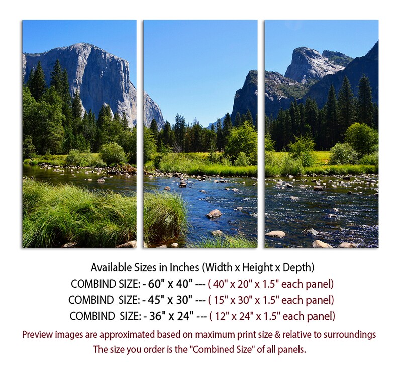 3 Panel Split Yosemite National Park Canvas Print. 1.5 | Etsy