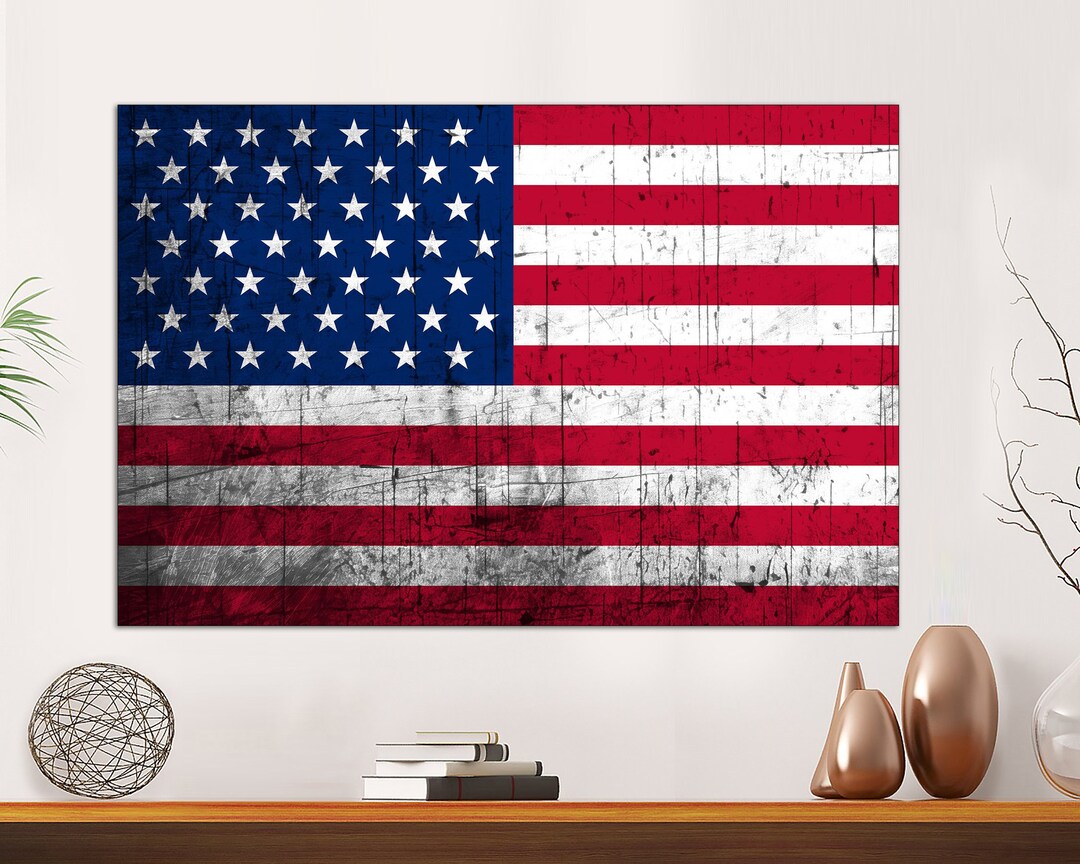American Flag Canvas Print, Distressed USA Wall Art, Ready to Hang - Etsy