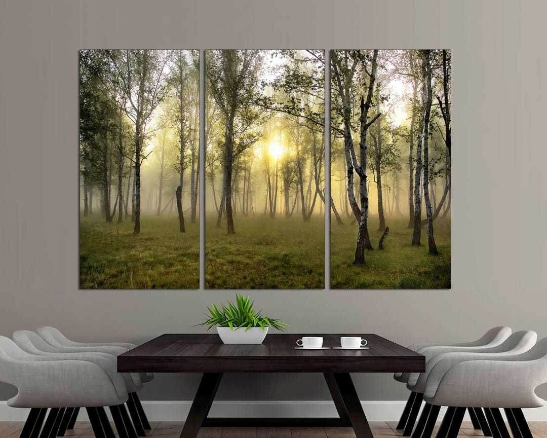 3-panel Forest View Art, Nature Art, Forest Path at Sunset ...