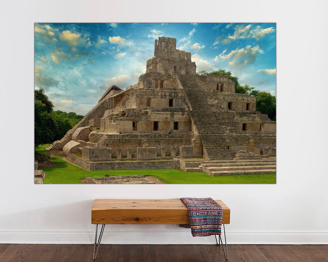 Ready to Hang Mayan Pyramid Wall Art, Yucatan Mexico Wall Decor ...