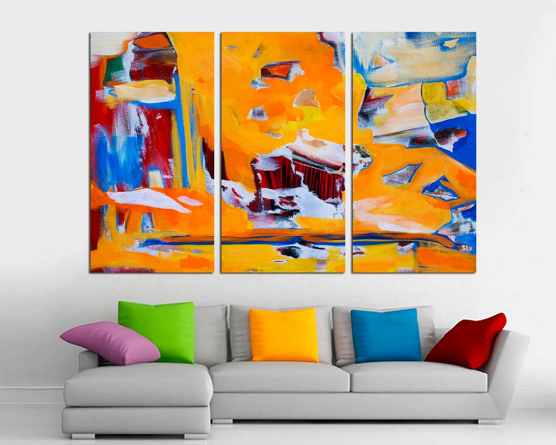 3 Panel Canvas Split Modern Abstract Painting Fine Art Giclee - Etsy UK