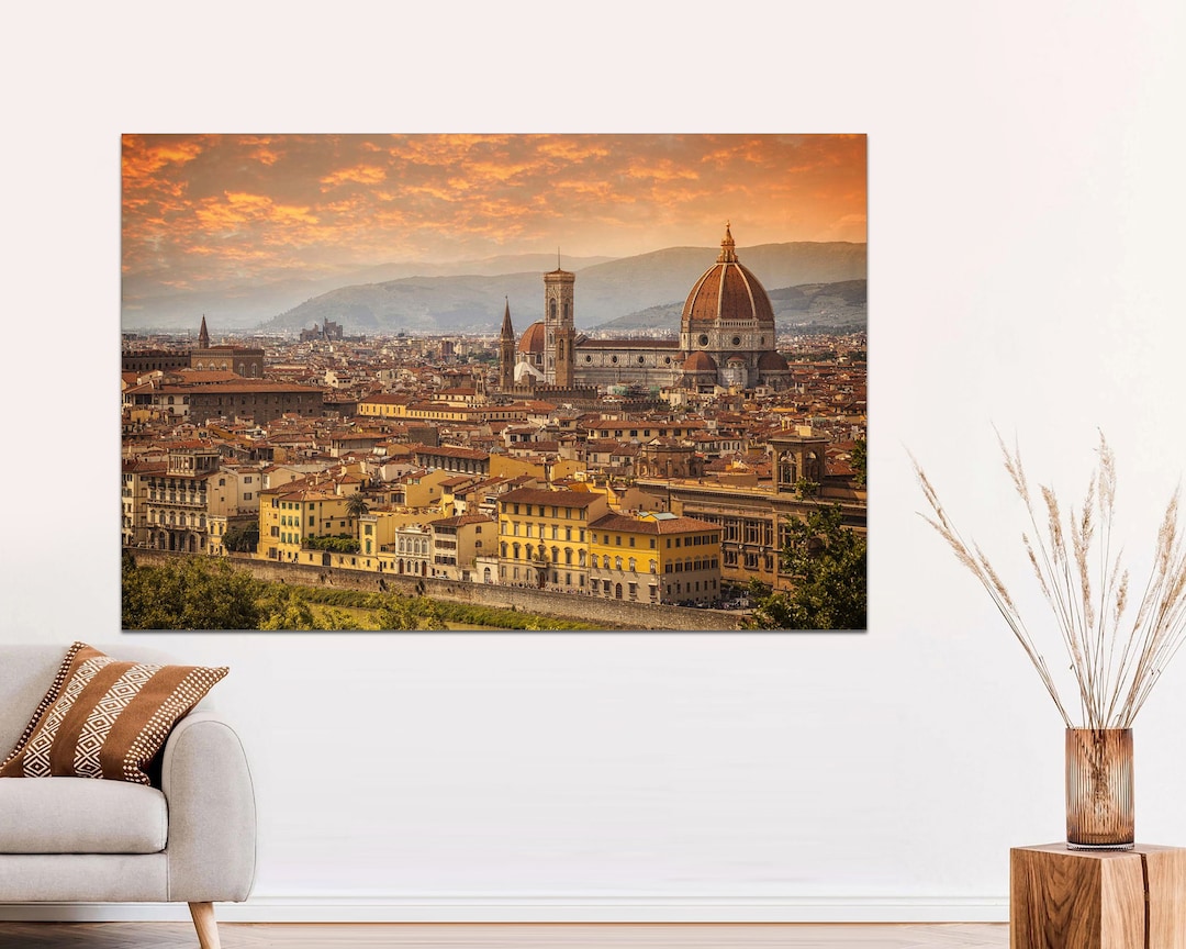 Ready to Hang, Florence Art, Firenze Sunset Aerial Cityscape, Tuscany ...