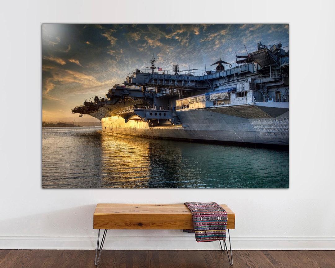 Uss Midway Aircraft Carrier Canvas Wall Art Design, Poster Print Decor ...