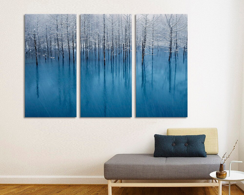 3 Panel Split triptych Canvas Print. Winter Forest Snow | Etsy