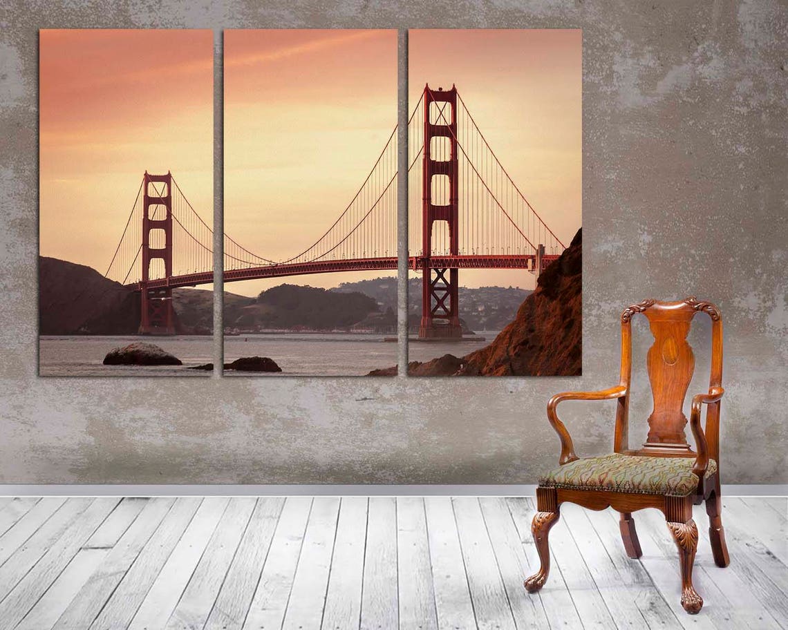 SF Golden Gate Bridge 3 Panel Split Canvas Triptych Canvas - Etsy