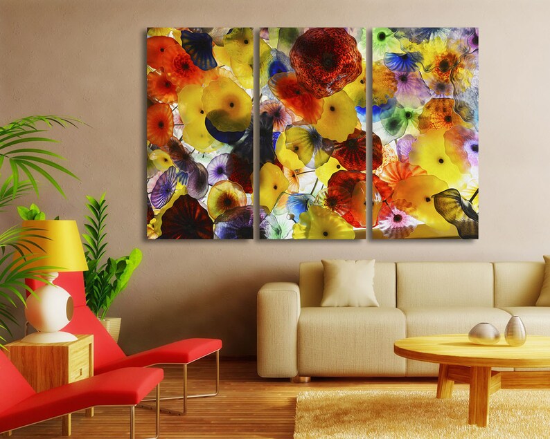 3 Panel Split triptych Large Canvas Print Colorful - Etsy
