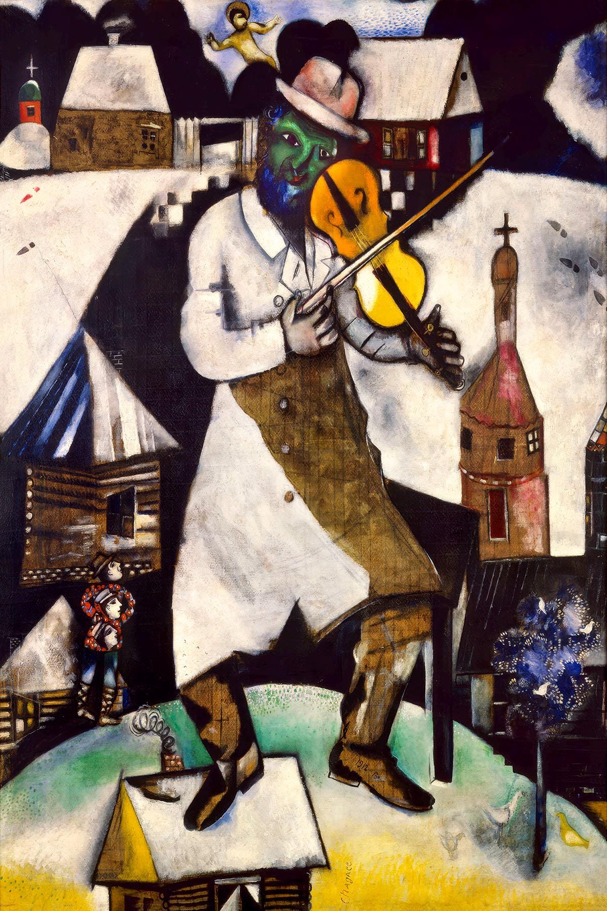 Marc Chagall 'the Fiddler' Canvas Print, Expressionism Art, Ready to ...
