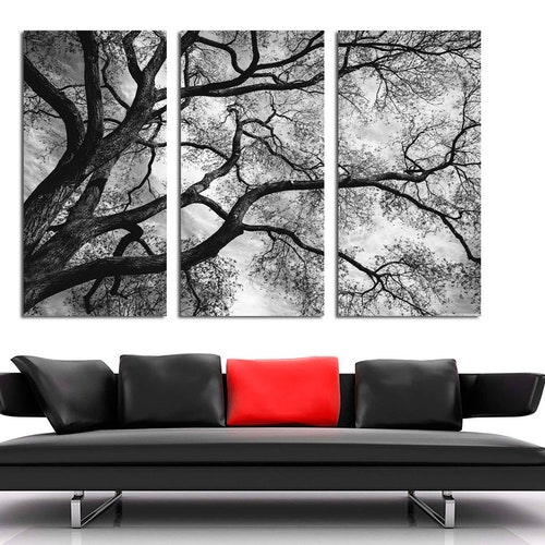 Trees in Black and White Canvas Print Wall Art 3 Panel | Etsy