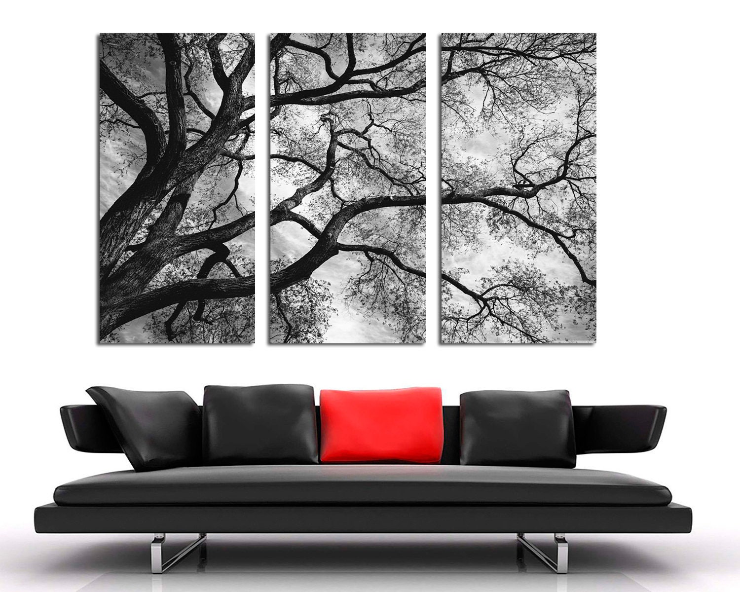 Trees in Black and White Canvas Print Wall Art 3 Panel - Etsy