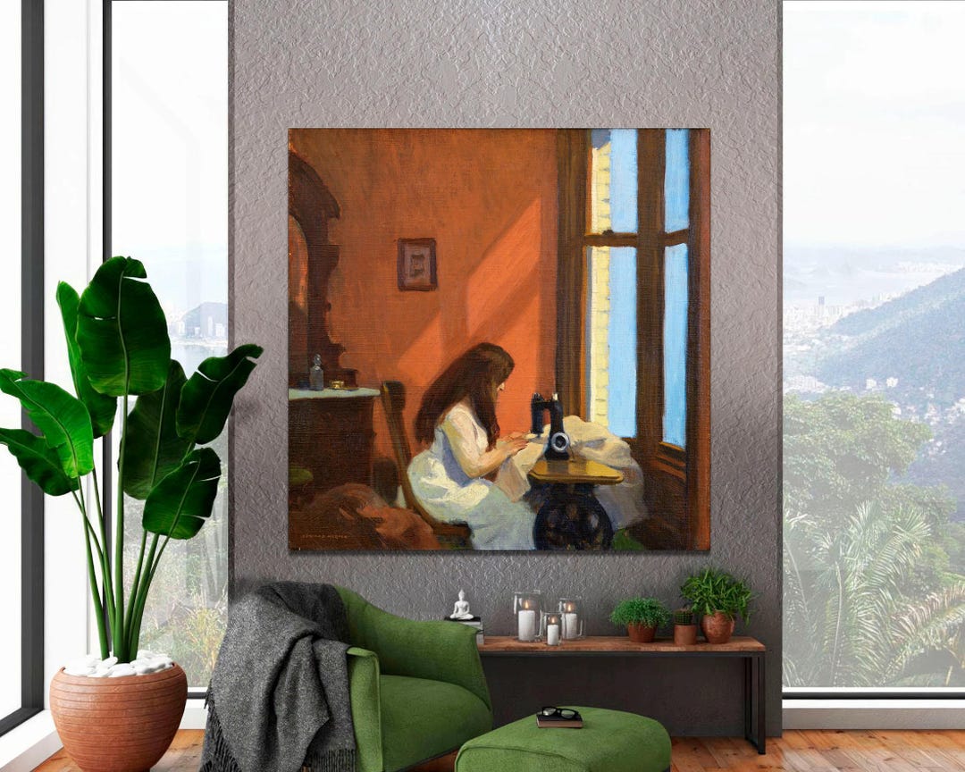 Edward Hopper Girl at Sewing Machine Canvas Art Print, Ready to Hang - Etsy