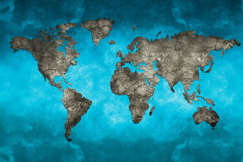 Abstract World Map Canvas Print, Modern Home Decor - Etsy