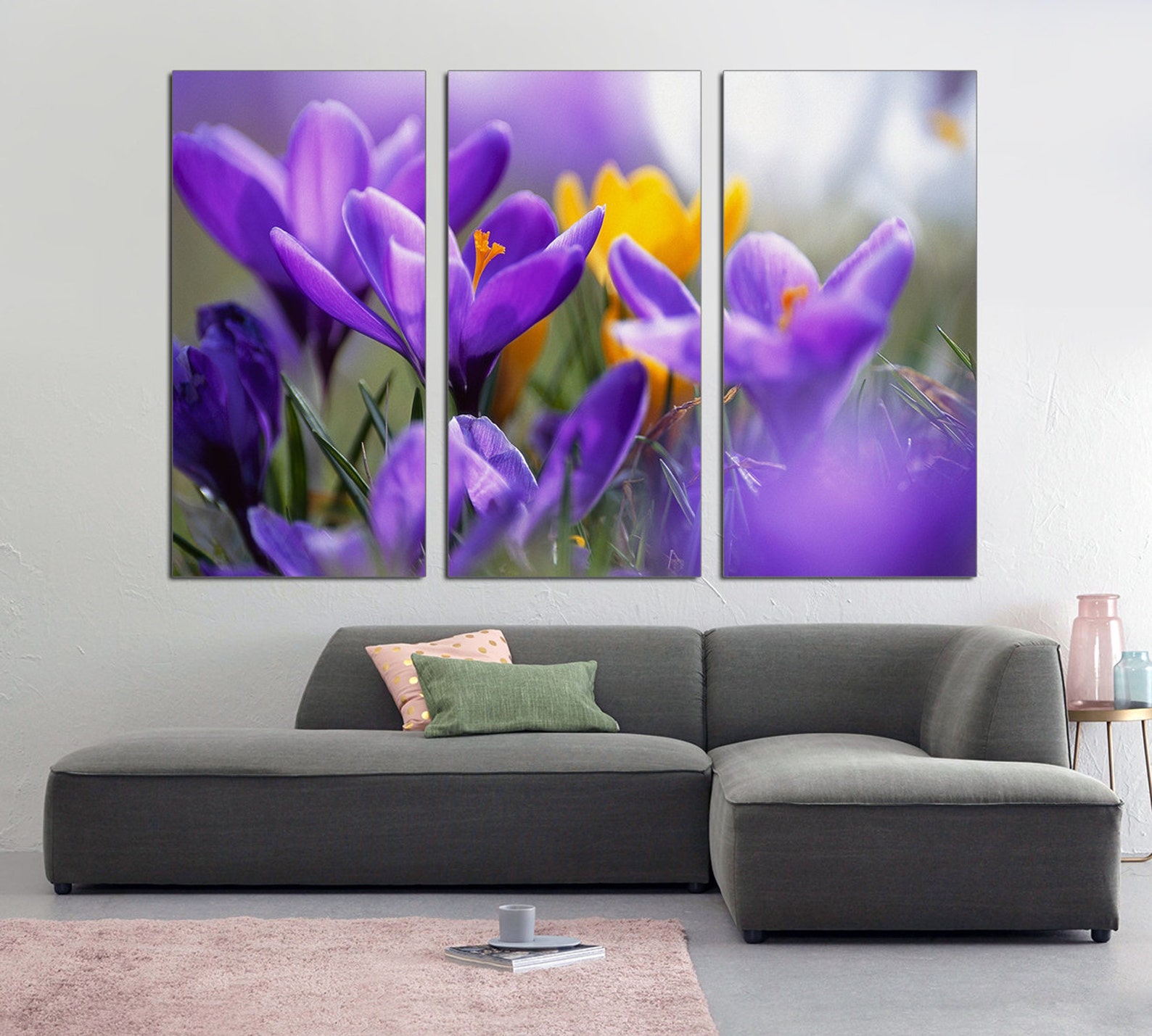 3 Panel Canvas Split Tropical Spring Flower Wall Art - Etsy