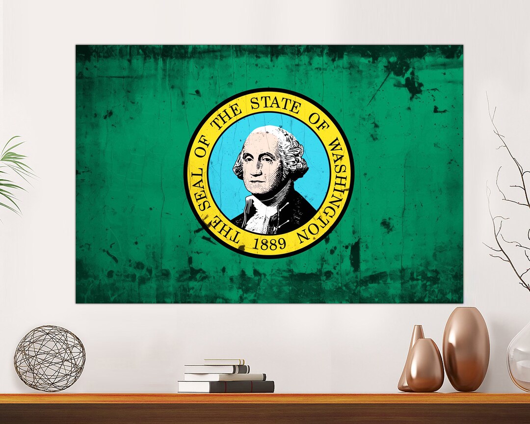 Washington State Flag Canvas Art Print, USA State Flag, Wall Decor ...