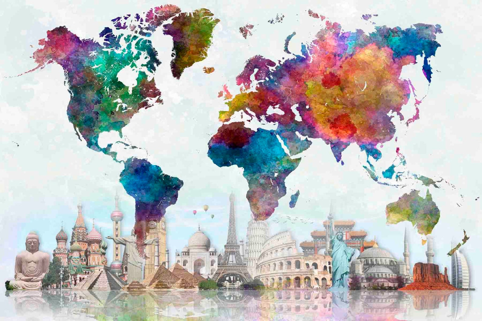 3 Panel Split Abstract World Map Canvas Print1.5 Deep | Etsy