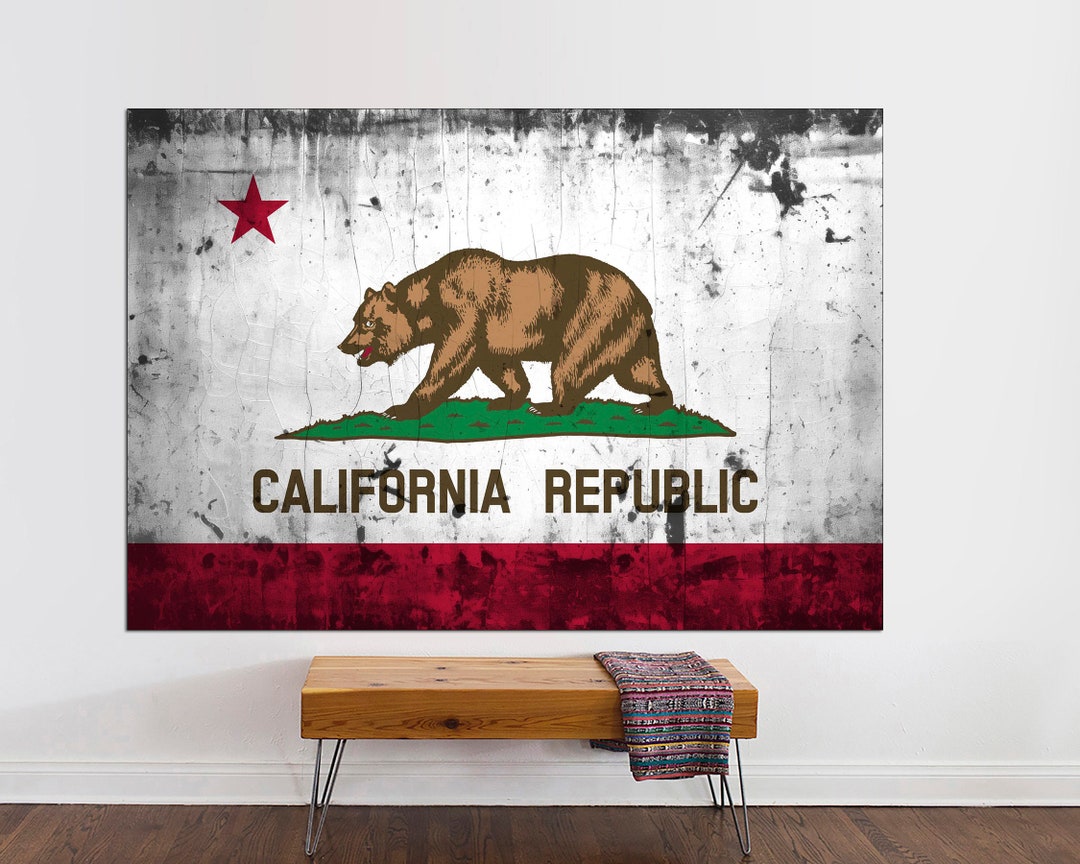 California Flag Canvas Art, California Flag Print, State Flag Poster ...
