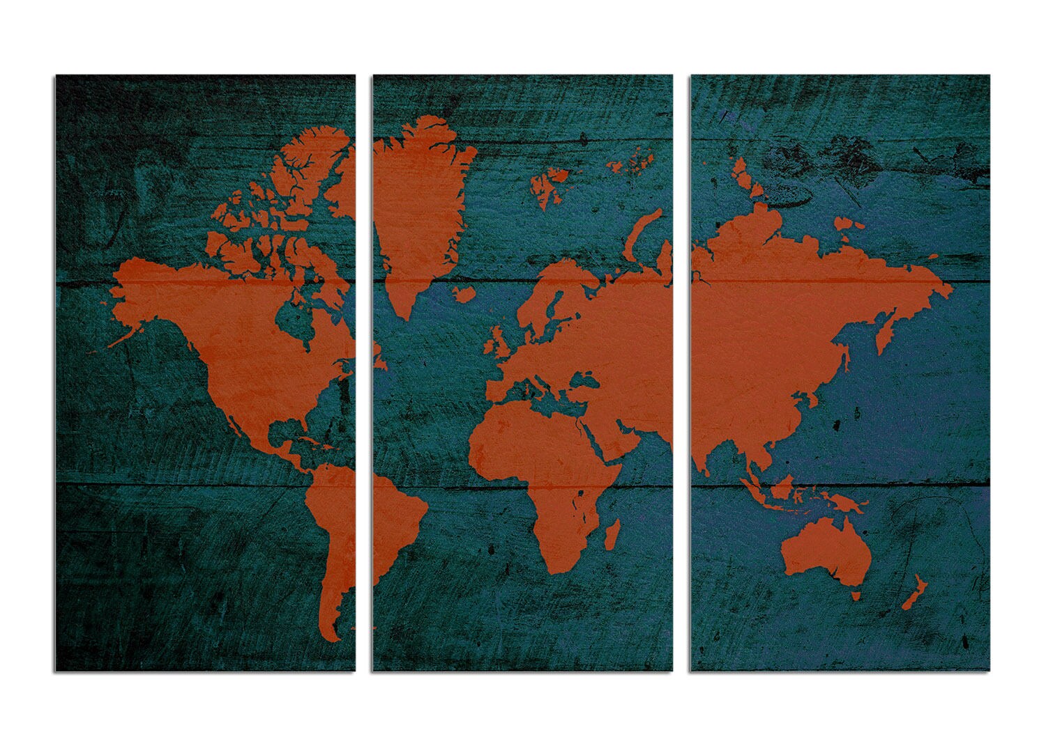 3 Panel Split Abstract World Map Canvas Print Wall Art Map | Etsy
